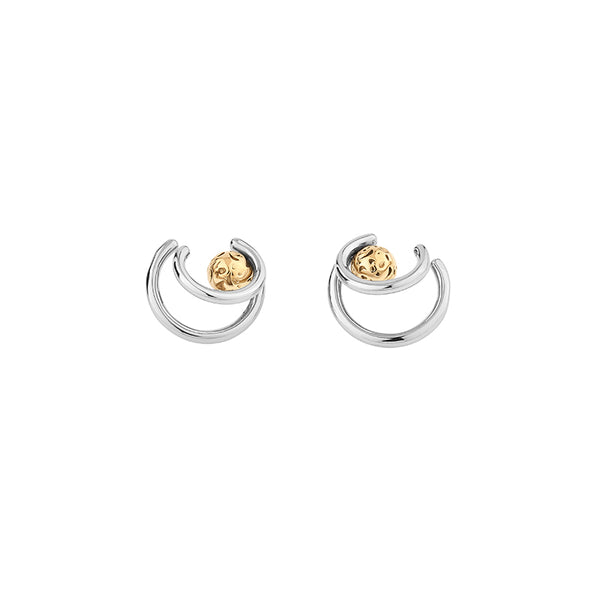 Georgium Sidus Bicolor Planet Path Shape Stud Earrings – Blackheadshop